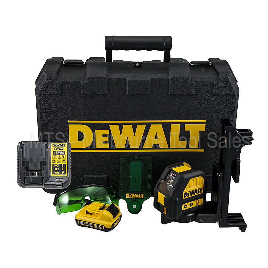 DEWALT 10.8V / 12V GREEN BEAM CROSS LINE LASER LEVEL KIT - DW088LG ...